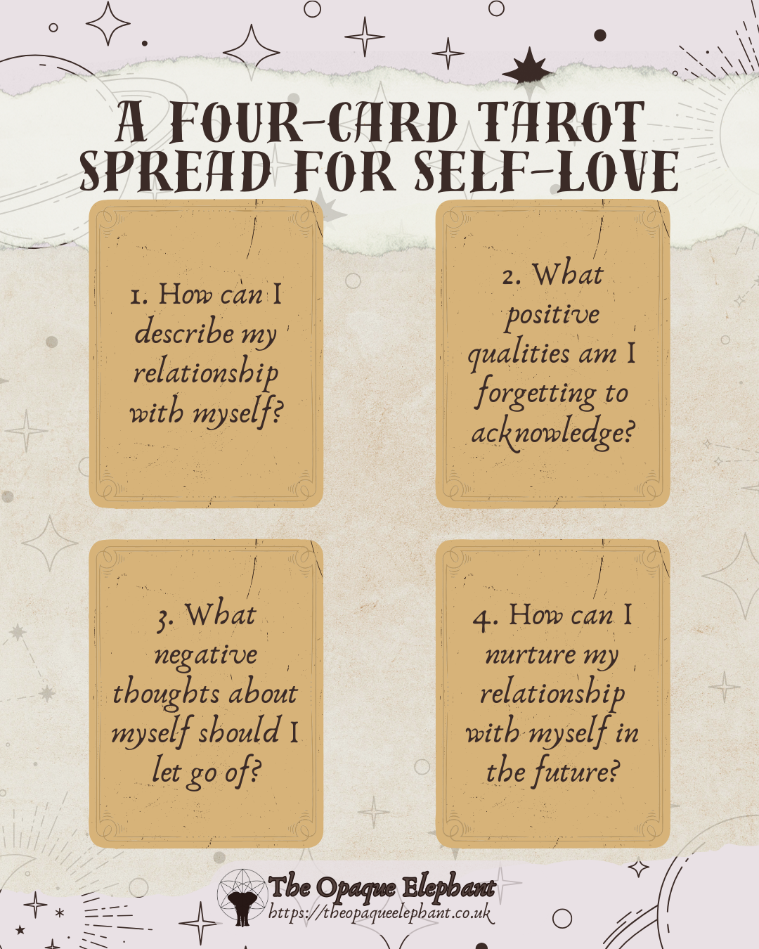 Tarot for Self-Love: A Four-Card Spread – The Opaque Elephant